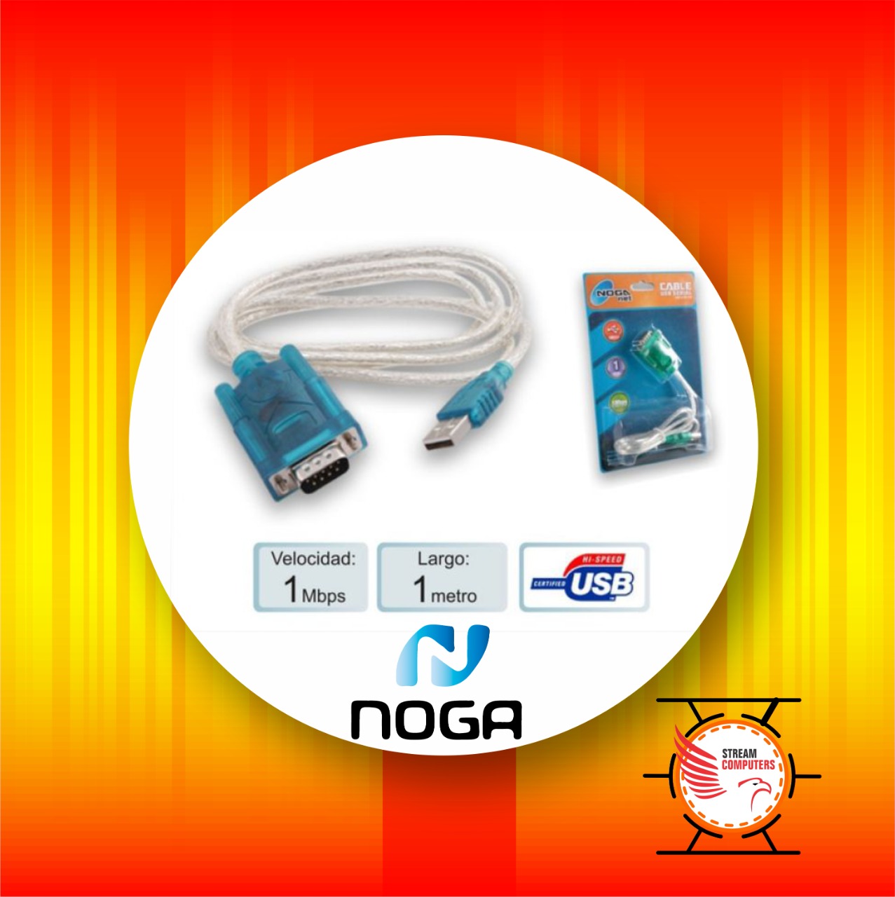 Adaptador USB A Puerto Serial DB9 (serie)
